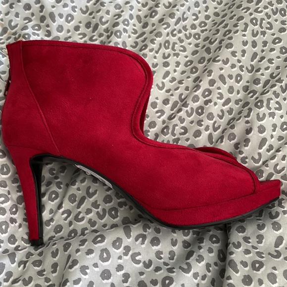 Impo | Shoes | Impo Platform Cherry Red Suede Like Booties Size 8 ...